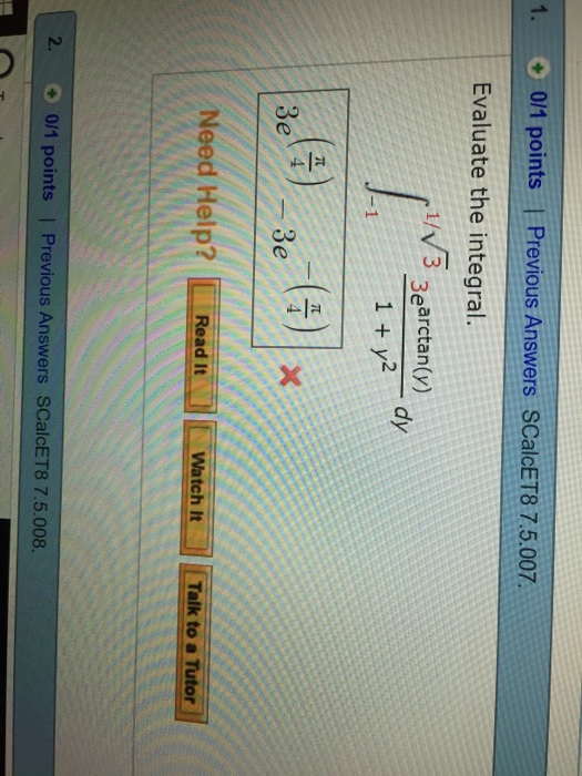 Solved 1· 011 points | Previous Answers scalcET8 7.5.007. | Chegg.com