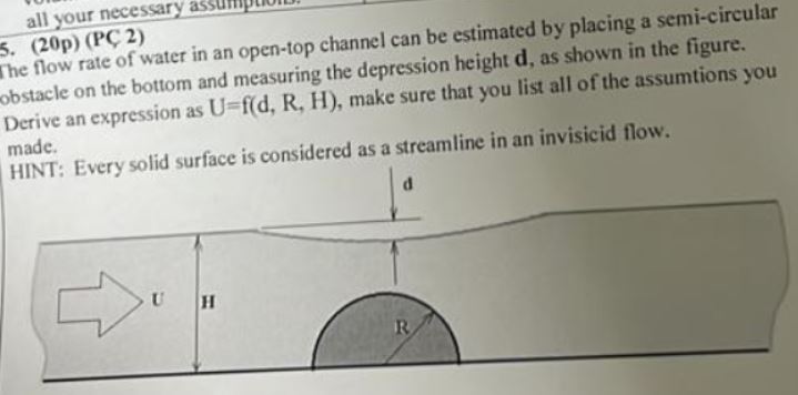 Solved (20p)(PC2)The flow rate of water in an open-top | Chegg.com