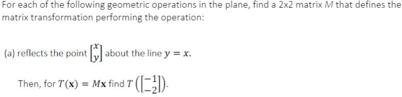 Solved For each of the following geometric operations in the | Chegg.com