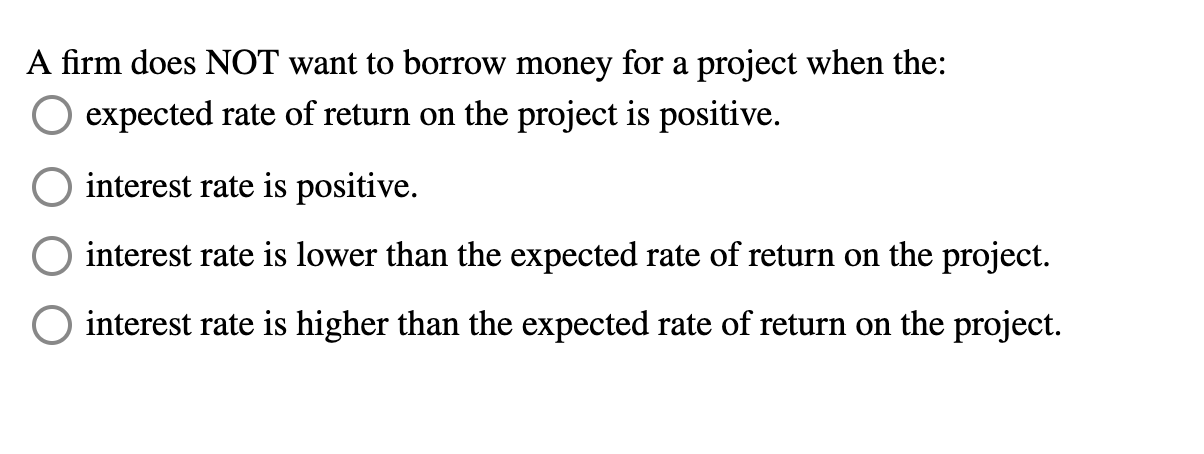 Solved A firm does NOT want to borrow money for a project | Chegg.com
