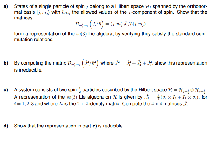 Solved a) States of a single particle of spin j belong to a | Chegg.com