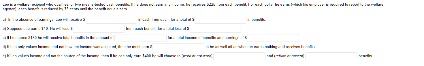 Solved Leo is a welfare recipient who qualifies for two | Chegg.com Solved Leo is a welfare recipient who qualifies for two | Chegg.com