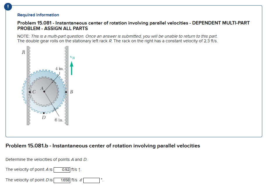 Solved Problem 15.081 - Instantaneous center of rotation | Chegg.com