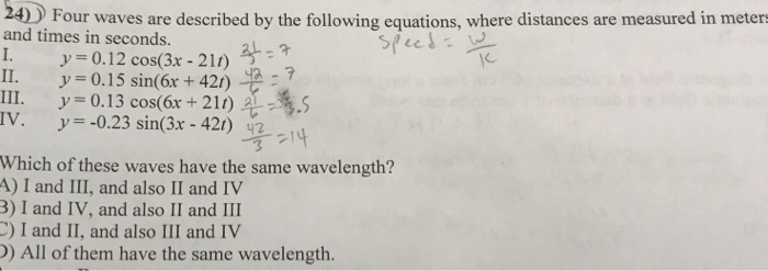 Solved Four waves are described by the following equations, | Chegg.com