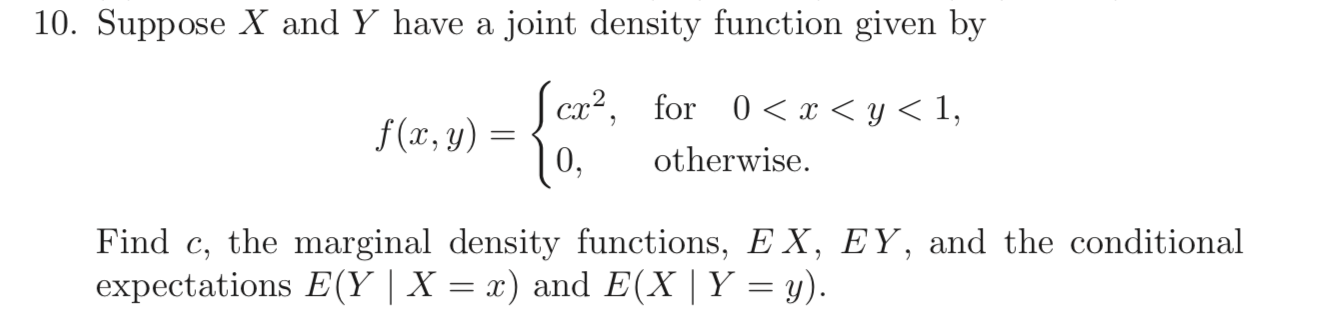 Solved 0. Suppose X and Y have a joint density function | Chegg.com