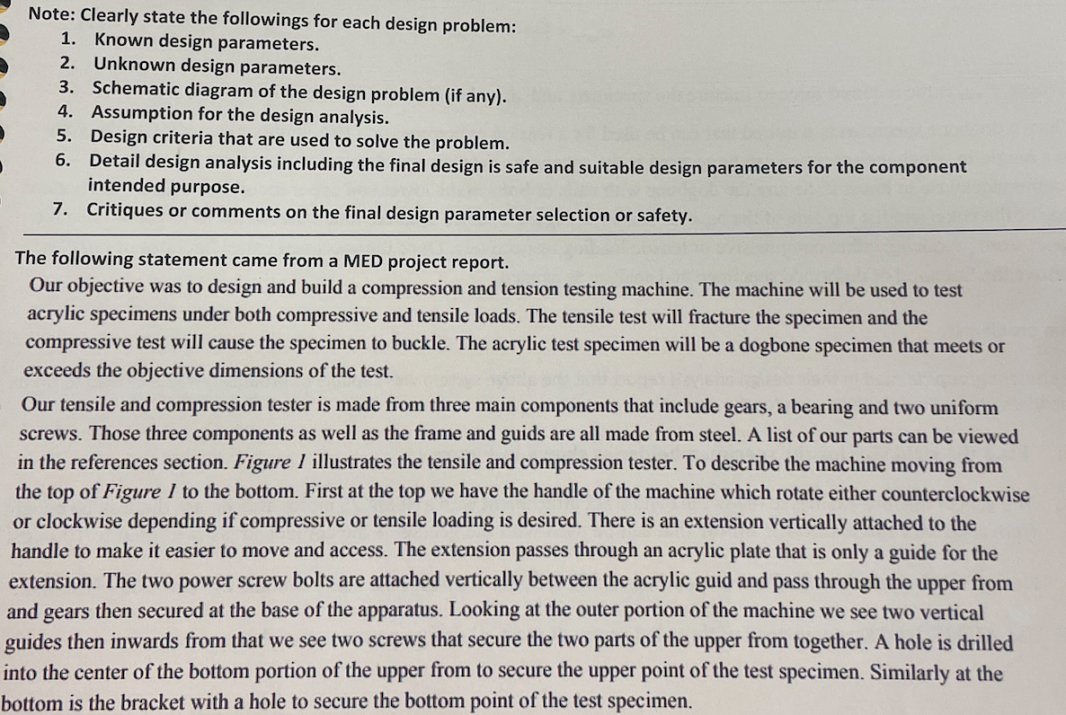 Solved Note: Clearly state the followings for each design | Chegg.com