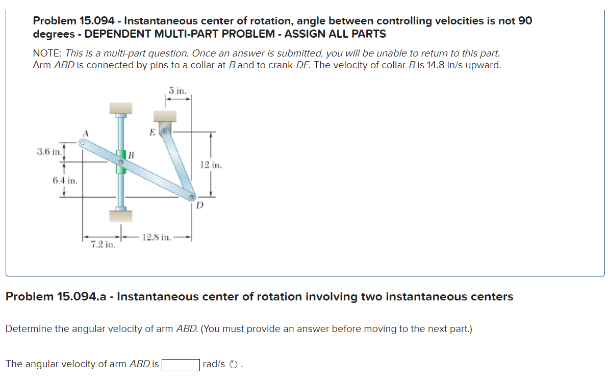 Solved Problem 15.094 - Instantaneous center of rotation, | Chegg.com