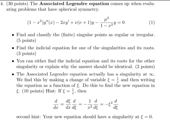 Solved 4. (30 points) The Associated Legendre equation comes | Chegg.com