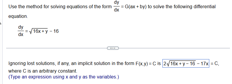 Solved Ignoring lost solutions, if any, an implicit solution | Chegg.com