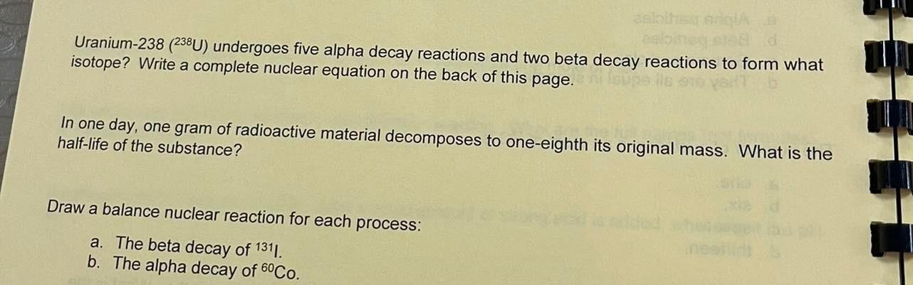Solved Uranium-238 (238U) undergoes five alpha decay | Chegg.com