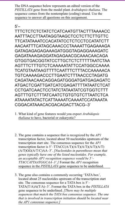 Solved The DNA sequence below represents an edited version | Chegg.com