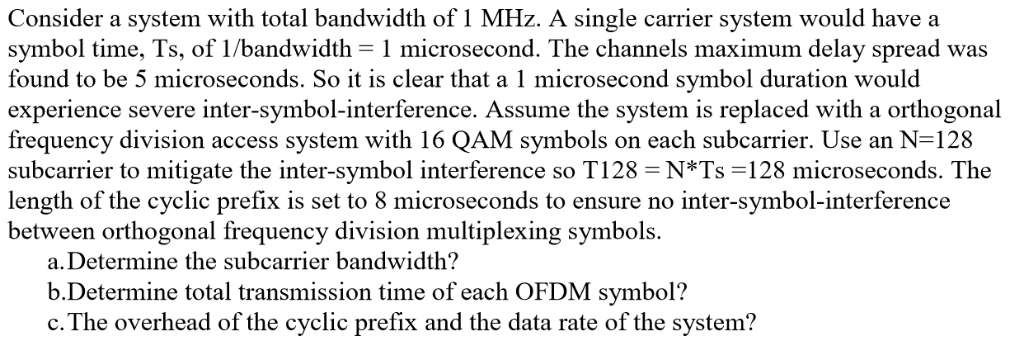 Solved Consider a system with total bandwidth of 1 MHz. A | Chegg.com