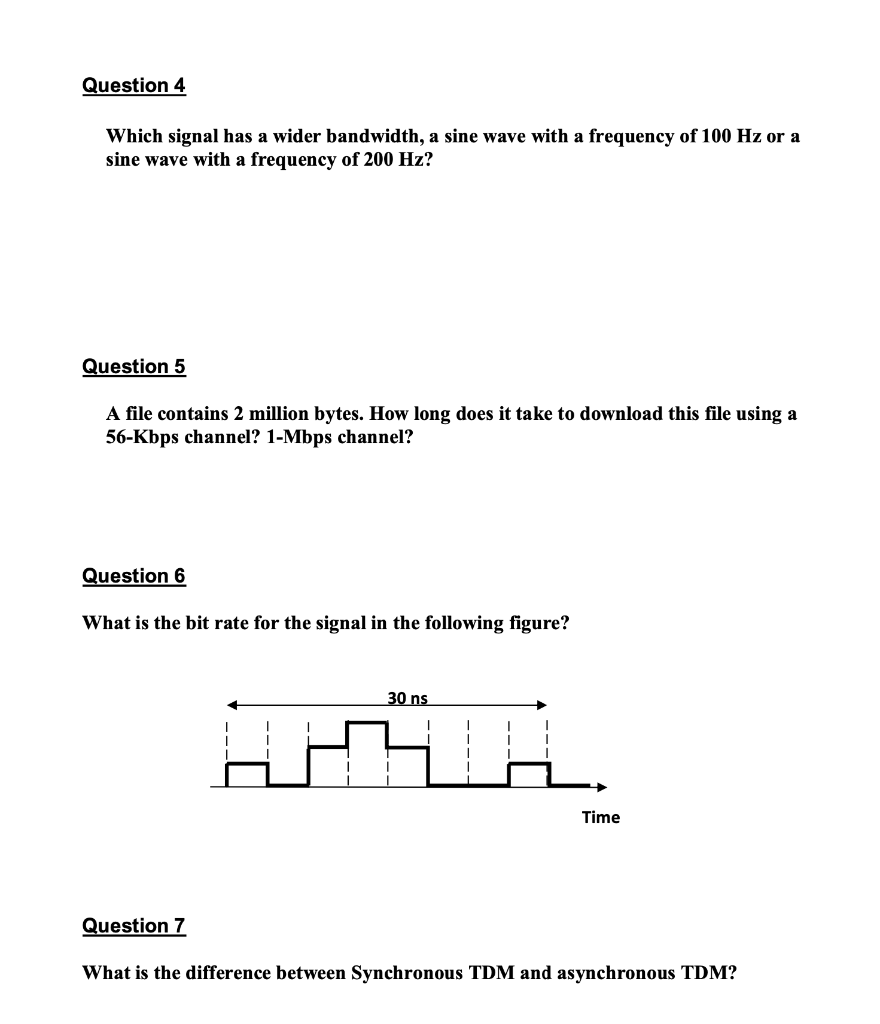 Solved Question 4 Which Signal Has A Wider Bandwidth A Sine 1642