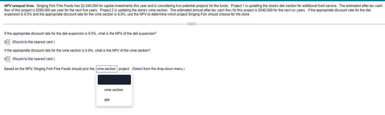 Solved expansion is 9.5% and the appropriate discount rate | Chegg.com