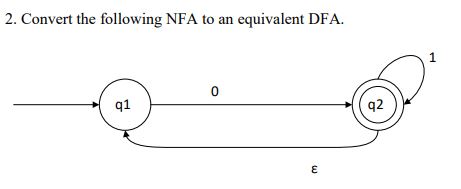 Solved 2. Convert the following NFA to an equivalent DFA. | Chegg.com