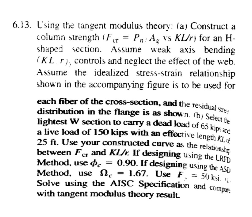 6.13. L'sing the tangent modulus theory: (a) | Chegg.com