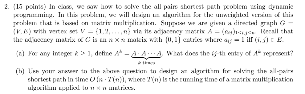Solved 2. (15 points) In class, we saw how to solve the | Chegg.com
