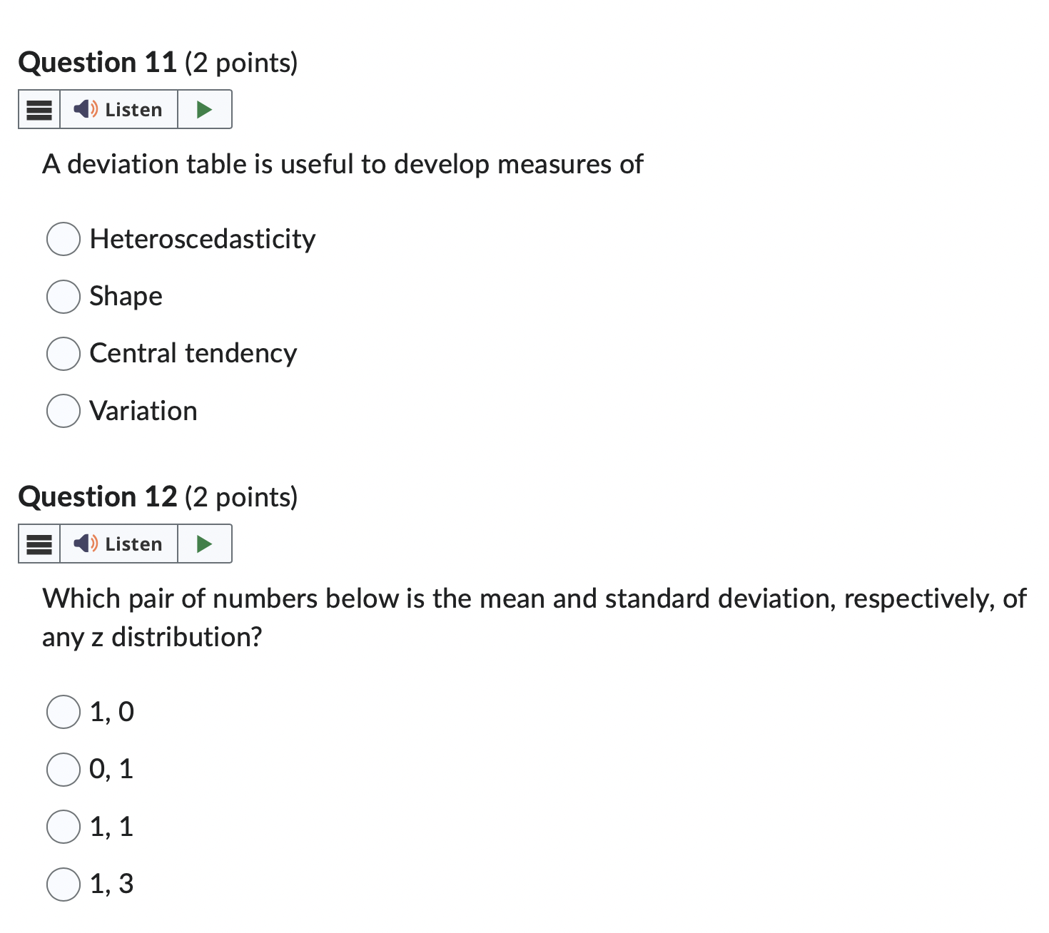 Question 11 (2 ﻿points)A deviation table is useful to | Chegg.com