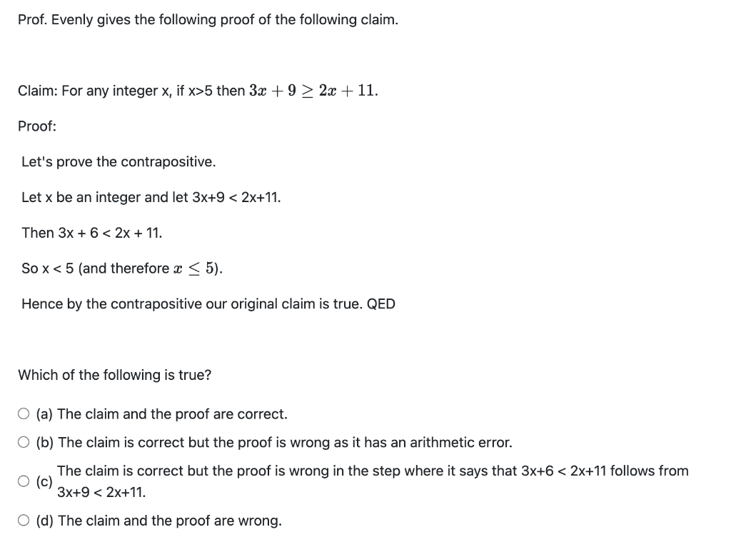 Solved Prof Evenly Gives The Following Proof Of The Fo