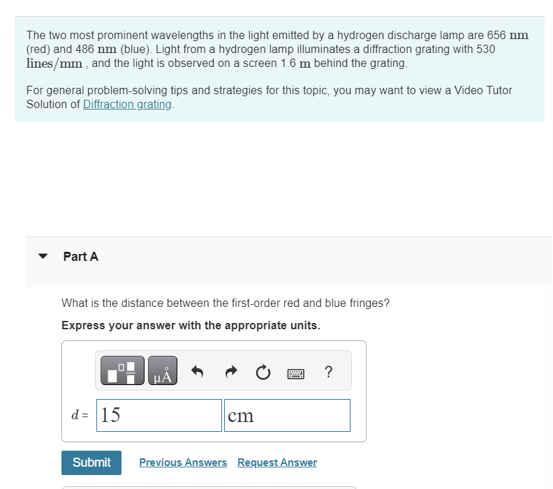 Solved The two most prominent wavelengths in the light | Chegg.com