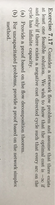 Exercise 7.17 Consider a network flow problem and | Chegg.com