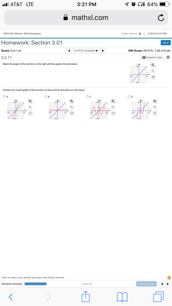 Solved AT&T LTE 3:21 PM A mathxl.com MTH 251 Winter 2019 | Chegg.com