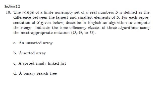 Solved Section 2.2 10. The range of a finite nonempty set of | Chegg.com
