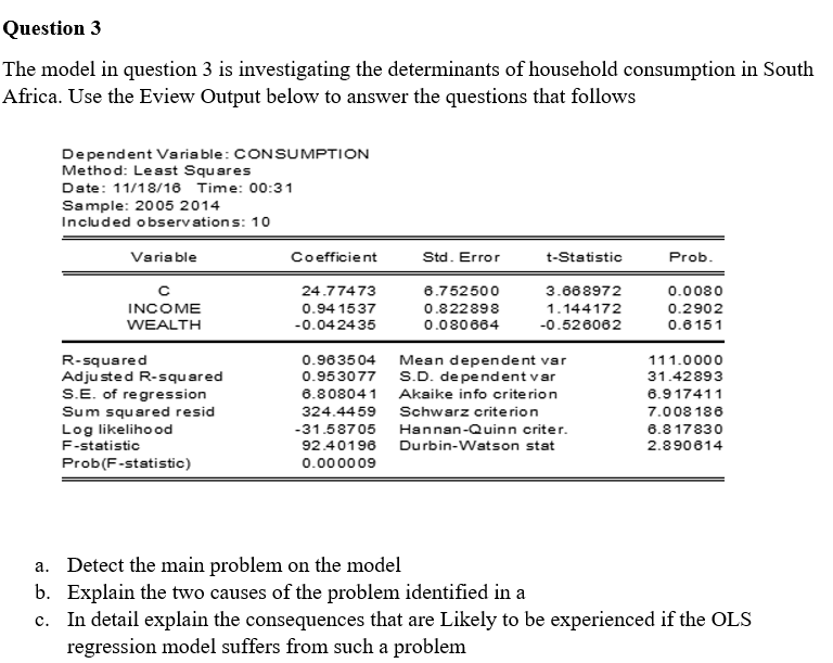 Question 3 The model in question 3 is investigating | Chegg.com