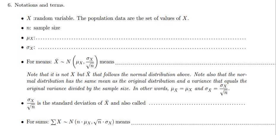 Solved 6. Notations and terms. • X -random variable. The | Chegg.com