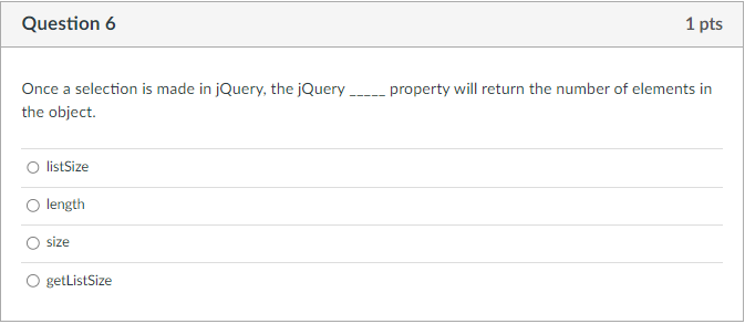Solved jQuery can select page elements based on tag name, id | Chegg.com