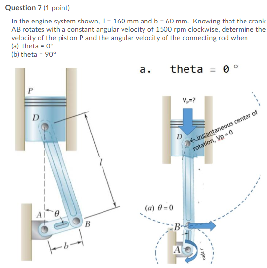 Solved Question 7 (1 point) In the engine system shown, I = | Chegg.com