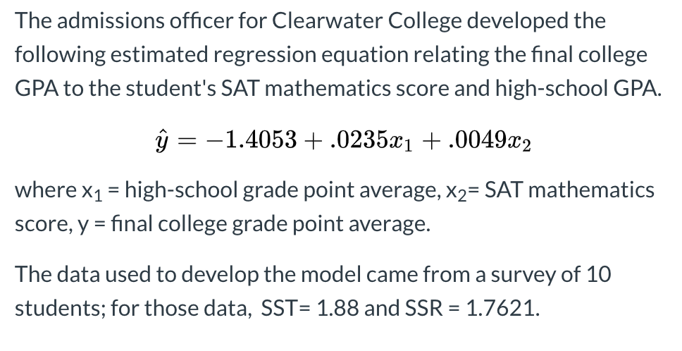 Solved 1. For the estimated regression equation given, | Chegg.com