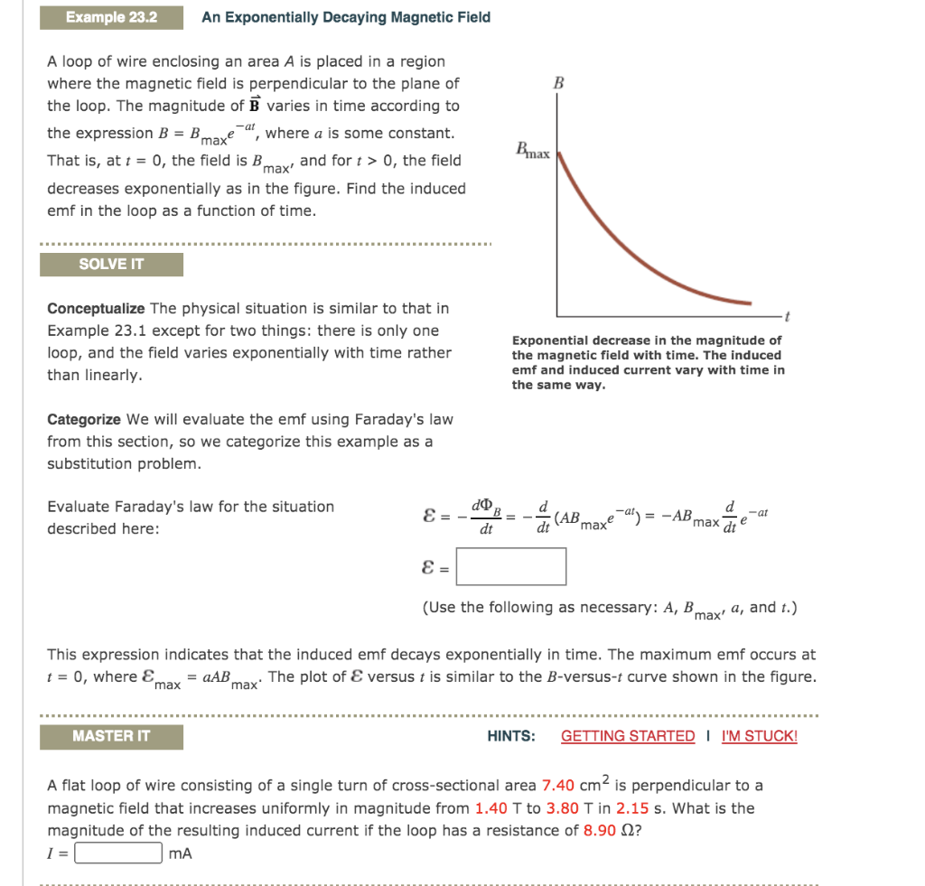 Solved Example 23.2 An Exponentially Decaying Magnetic Field | Chegg.com