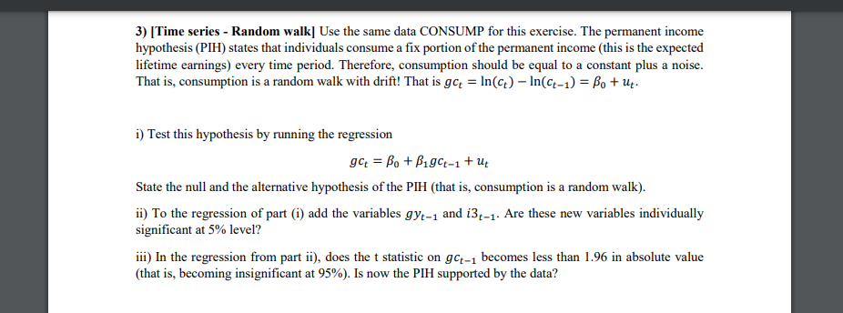 Solved 3) [Time series - Random walk] Use the same data | Chegg.com