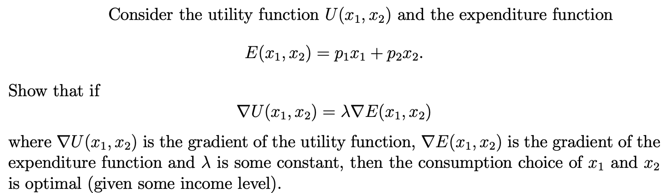 Solved Consider the utility function U(x1,x2) and the | Chegg.com