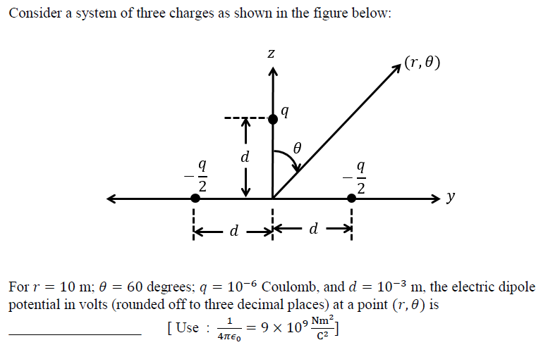 Solved Consider a system of three charges as shown in the | Chegg.com