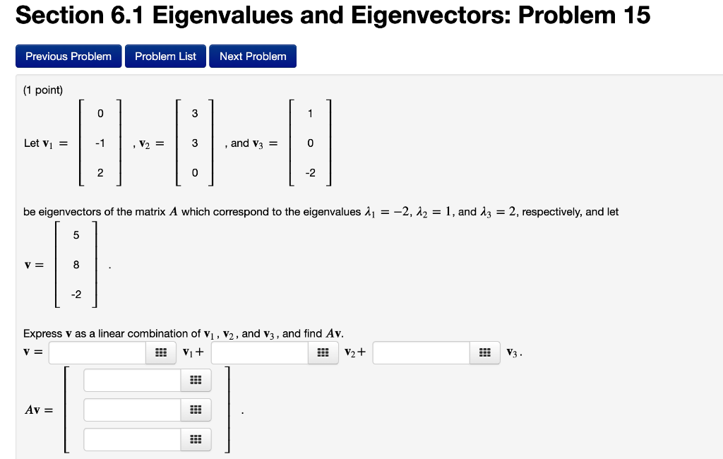 Solved Section 6.1 Eigenvalues and Eigenvectors: Problem 15 | Chegg.com