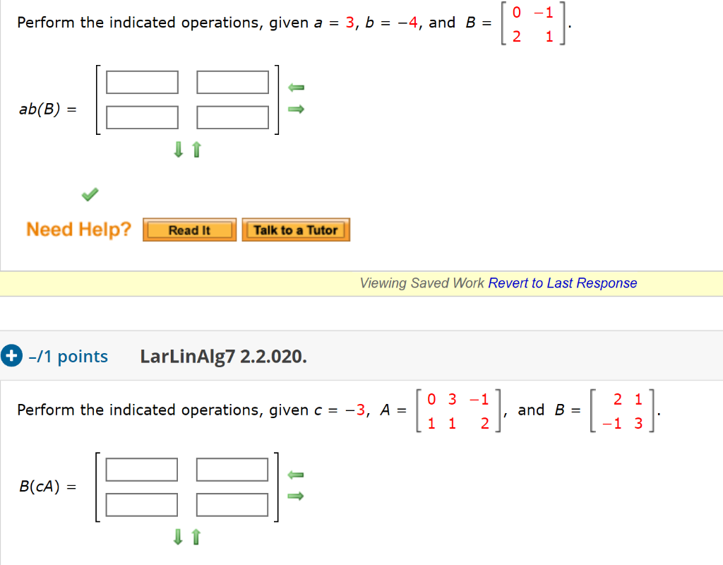 Solved Perform the indicated operations, given a = 3, b = | Chegg.com