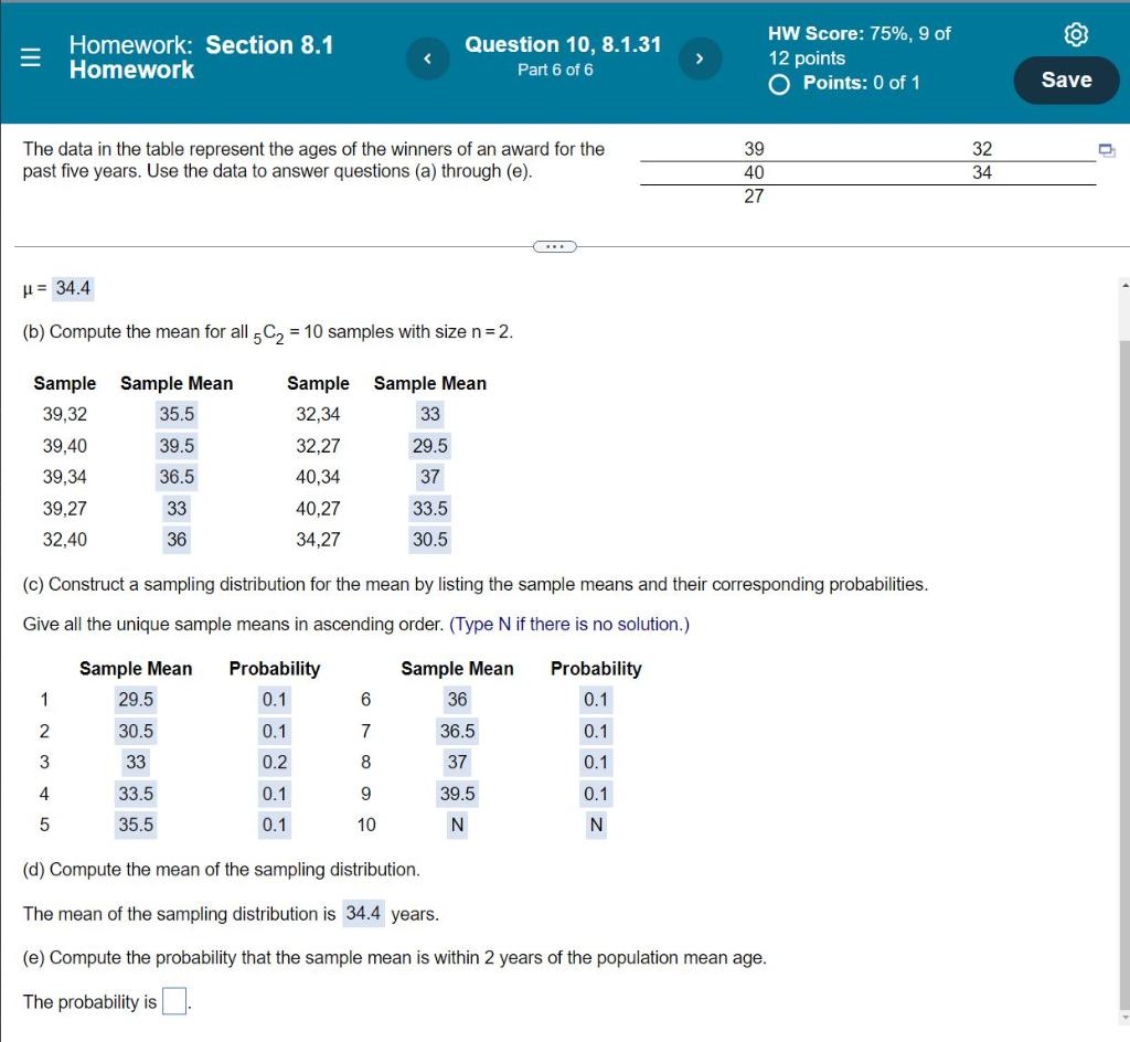 Solved Homework: Section 8.1 Homework The data in the table | Chegg.com