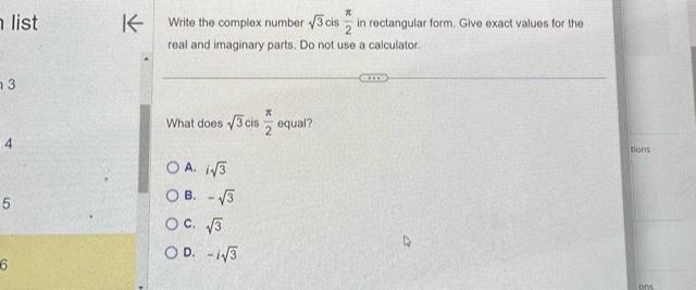 Solved Write the complex number 3 cis 2π in rectangular | Chegg.com