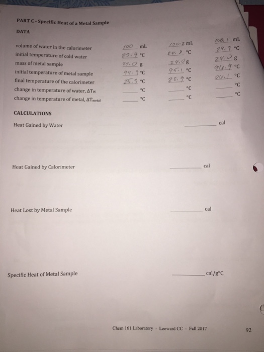 Solved p, #7 Heat, Energy, Calorimetry, and Specific Heat | Chegg.com