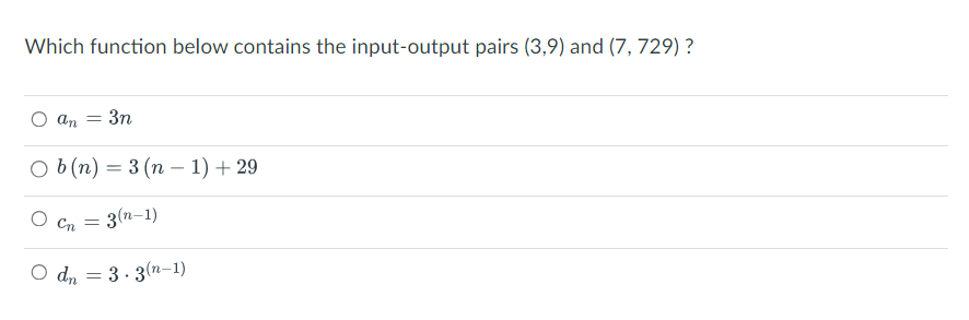 Solved Which Function Below Contains The Input Output Pairs 0392