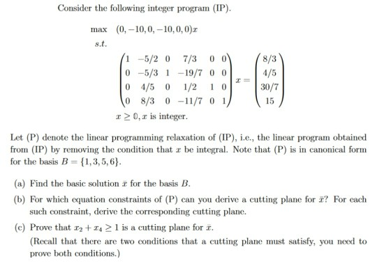 Consider the following integer program (IP). max (0, | Chegg.com