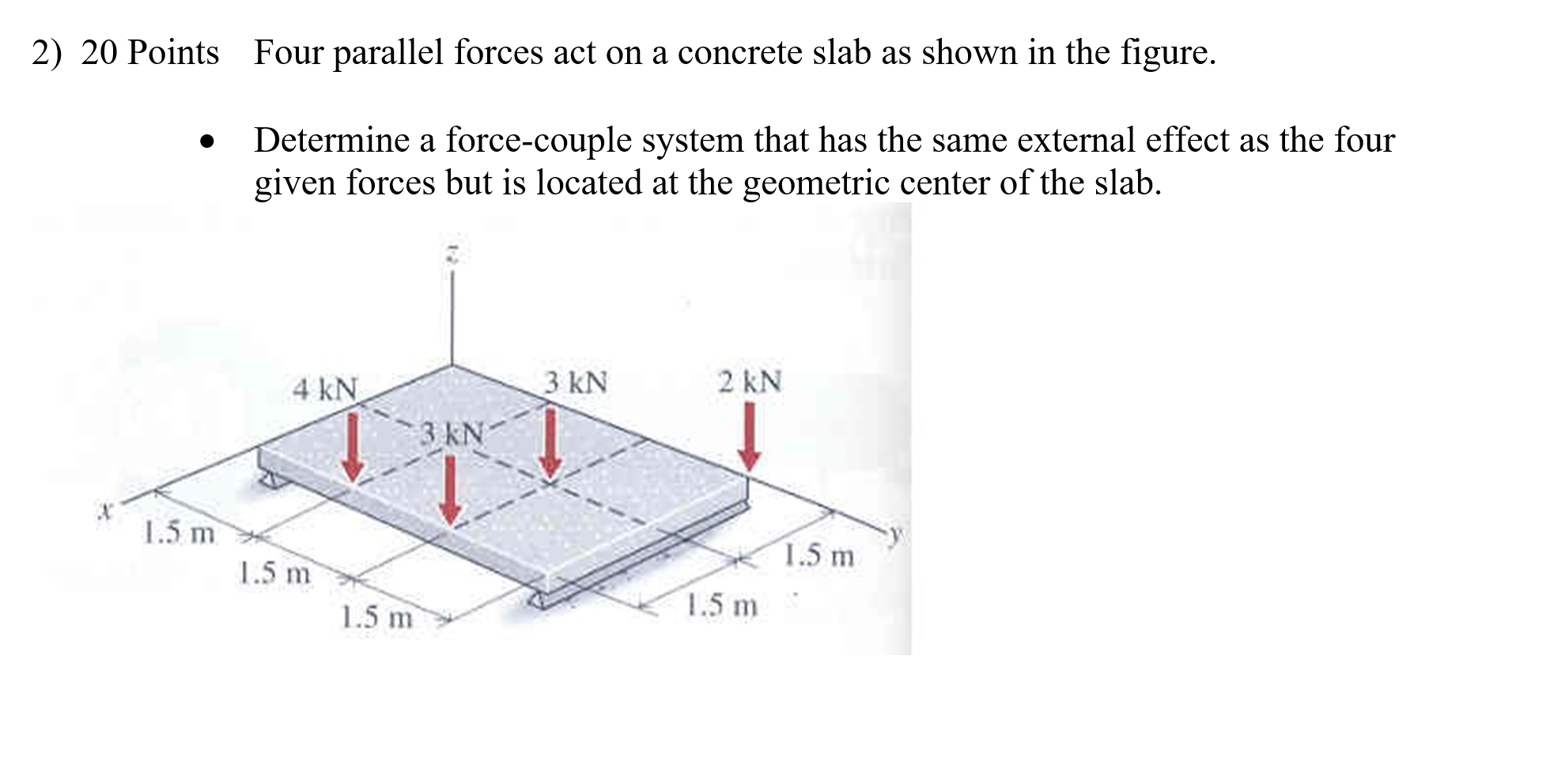 Solved 2) 20 Points Four parallel forces act on a concrete | Chegg.com