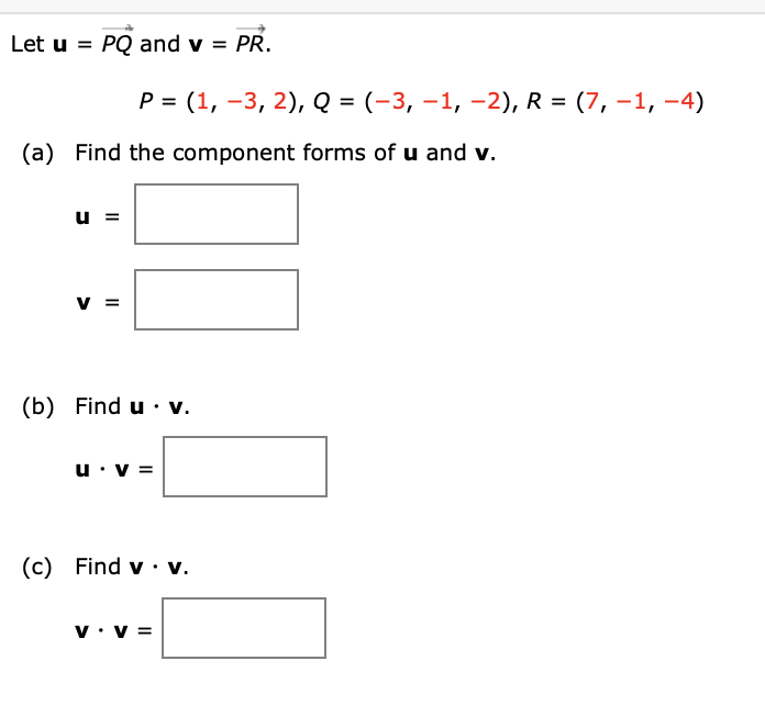 Solved Let u=PQ and v=PR. | Chegg.com