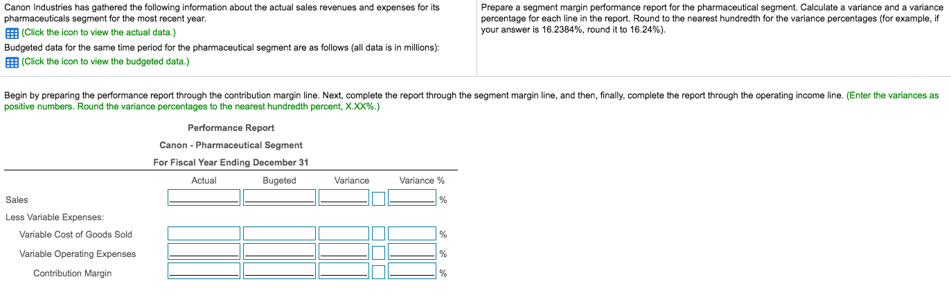 Solved Prepare a segment margin performance report for the | Chegg.com