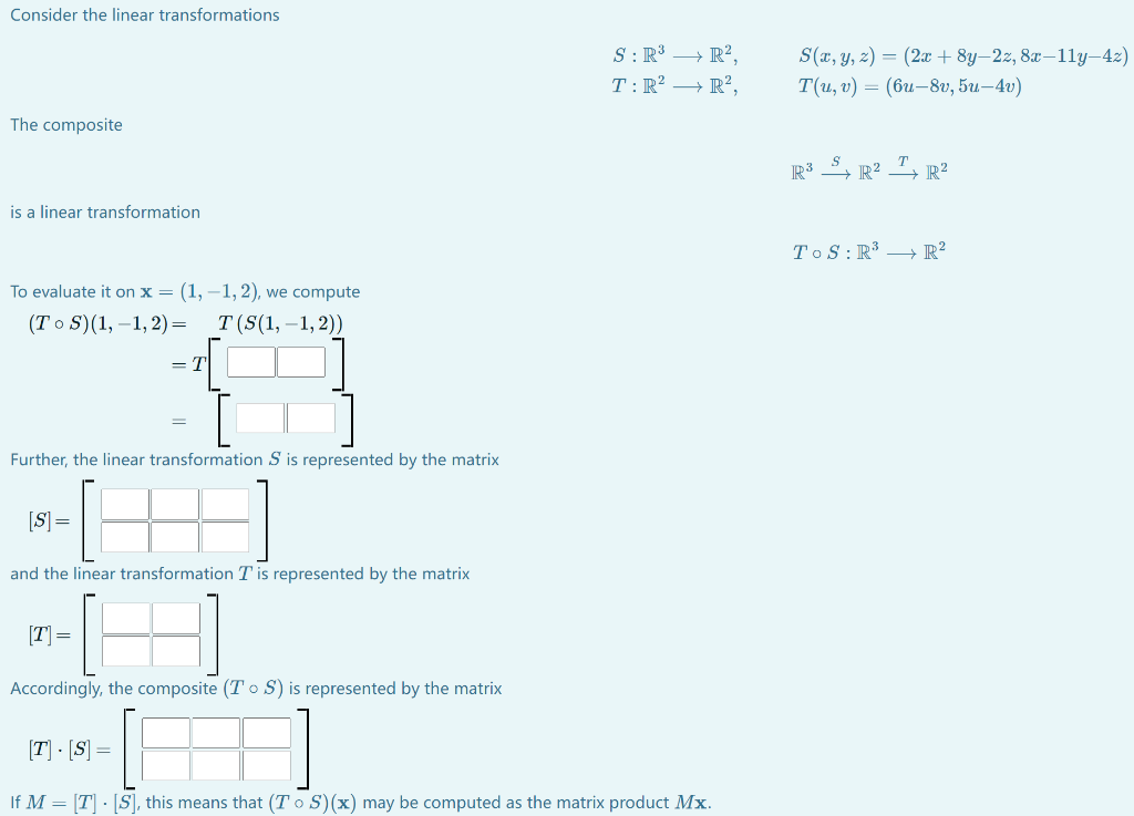 Solved Consider the linear transformations S:R3 R2, T:R2 + | Chegg.com