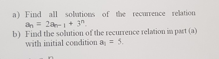 Solved a) Find all solutions of the recurrence relation an = | Chegg.com