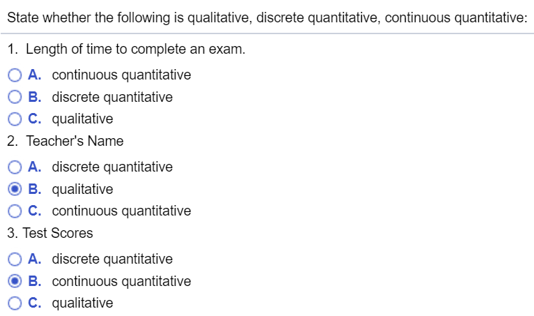 Solved State whether the following is qualitative, discrete | Chegg.com