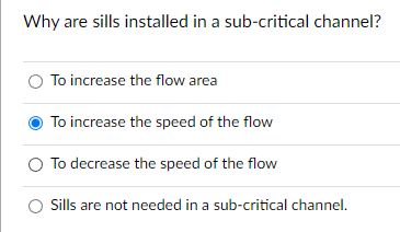 Solved Why are sills installed in a sub-critical channel? To | Chegg.com